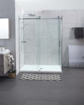 Frameless Sliding Shower screen with 900mm Return Panel | Bespoke Craft ...